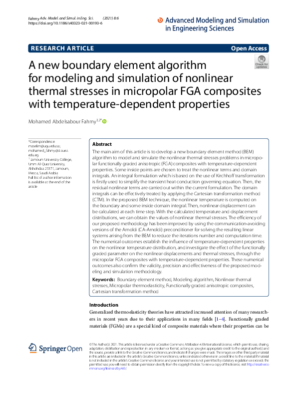 (PDF) A new boundary element algorithm for modeling and simulation of nonlinear thermal stresses ...