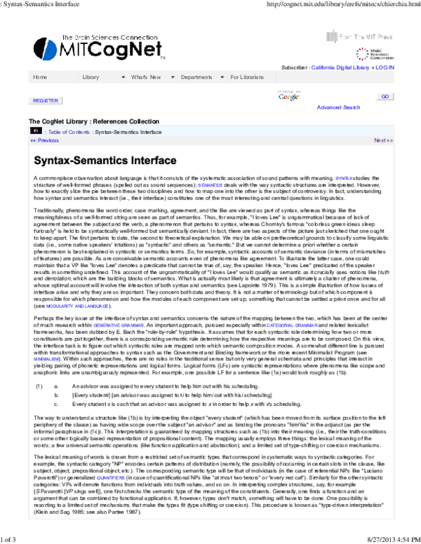 (PDF) The syntax-semantics interface