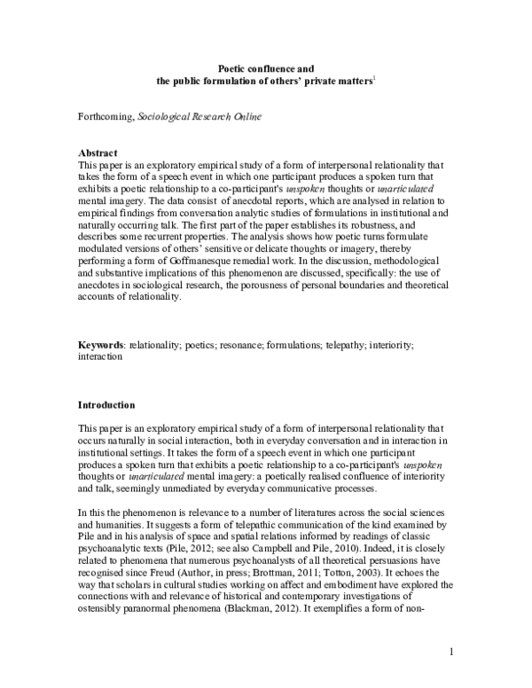 (DOC) Poetic Confluence and the Public Formulation of Others’ Private ...