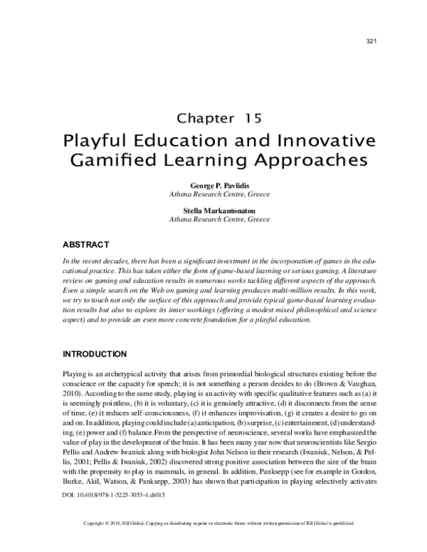 (PDF) Playful Education and Innovative Gamified Learning Approaches