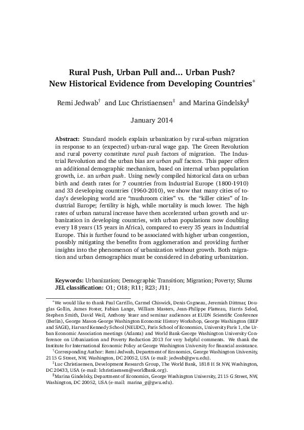 (PDF) Rural Push, Urban Pull and... Urban Push? New Historical Evidence ...