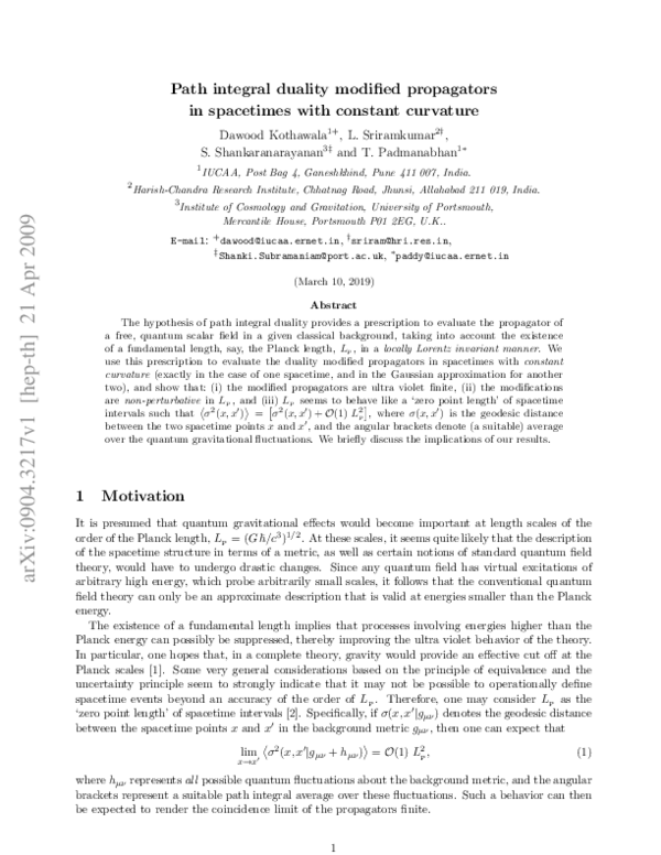 (PDF) Modified Propagators in Curved Spacetimes