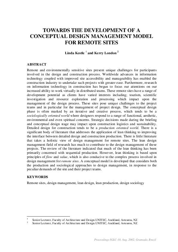 (PDF) Towards the development of a conceptual design management model ...
