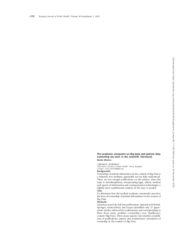 (PDF) The academic viewpoint on Big data and patient data ownership (as ...
