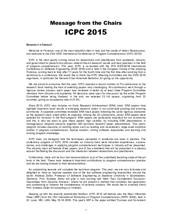 (PDF) Message from the chairs