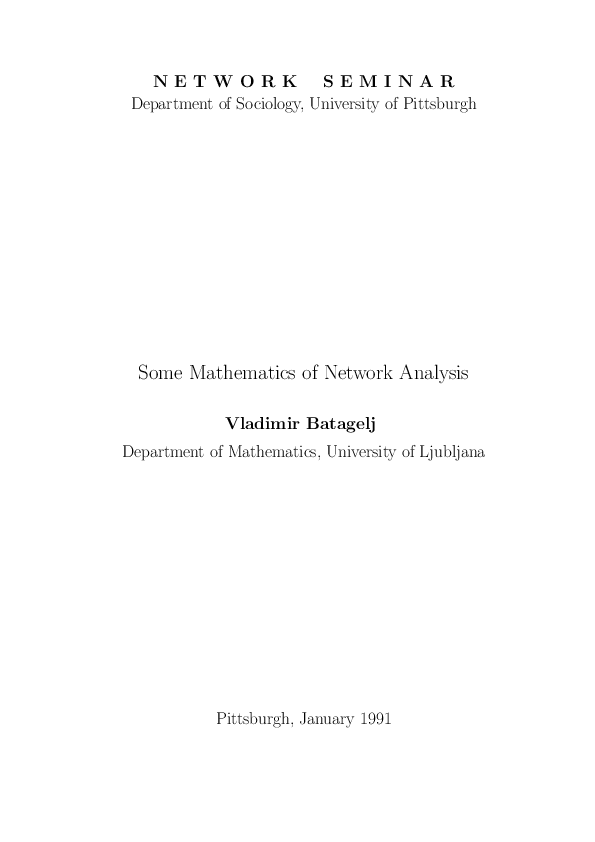 (PDF) Some Mathematics of Network Analysis Some Mathematics of Network ...