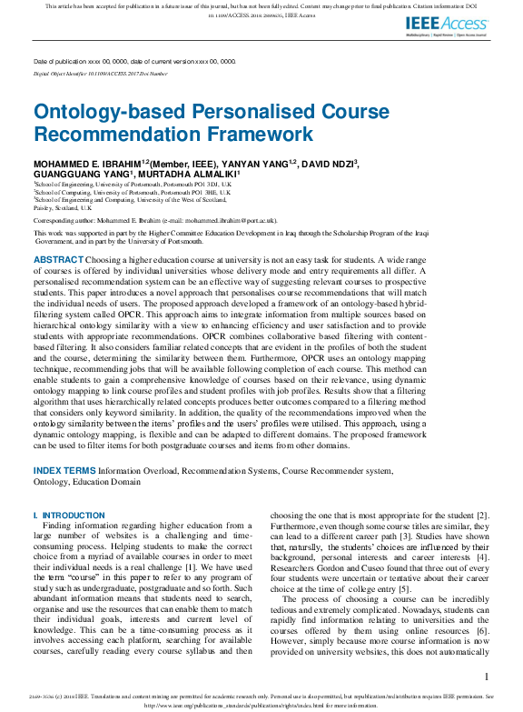 (PDF) Ontology-based Personalised Course Recommendation Framework