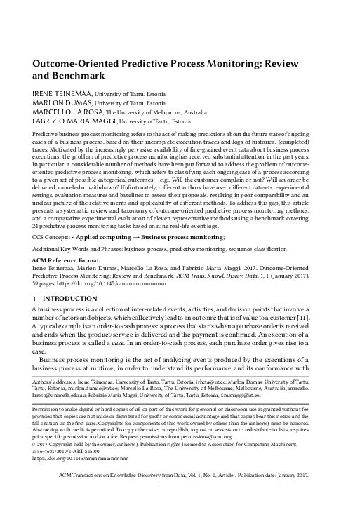 (PDF) Outcome-Oriented Predictive Process Monitoring