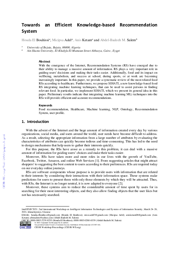 (PDF) Towards an Efficient Knowledge-based Recommendation System