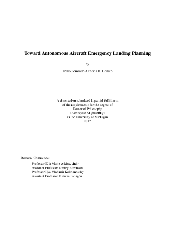 (PDF) Toward Autonomous Aircraft Emergency Landing Planning