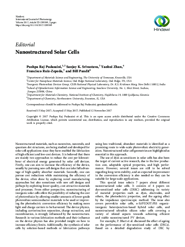 (PDF) Nanostructured Solar Cells