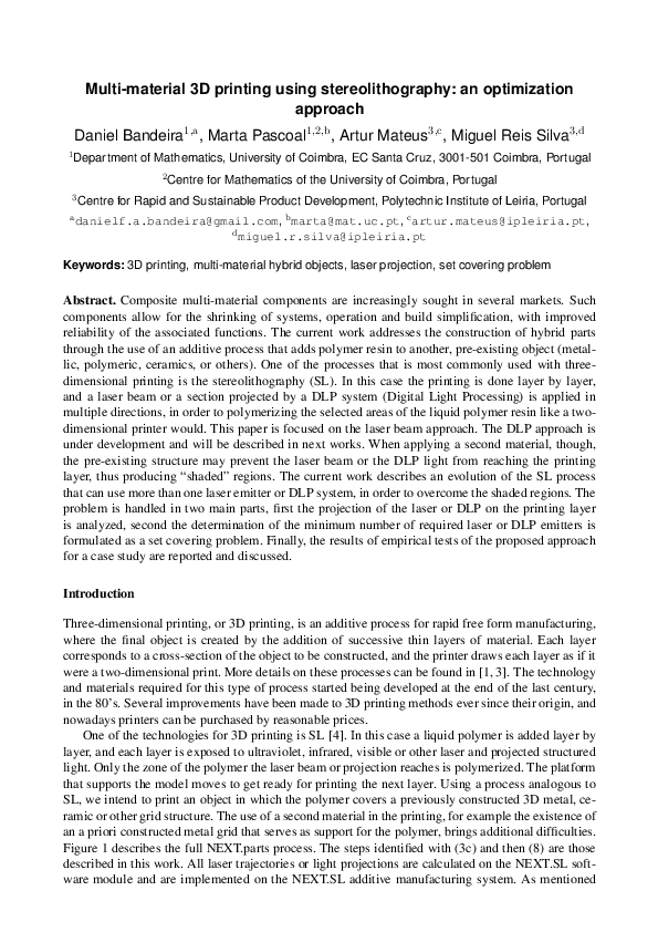 (PDF) Multi-material 3D printing using stereolithography: an optimization approach