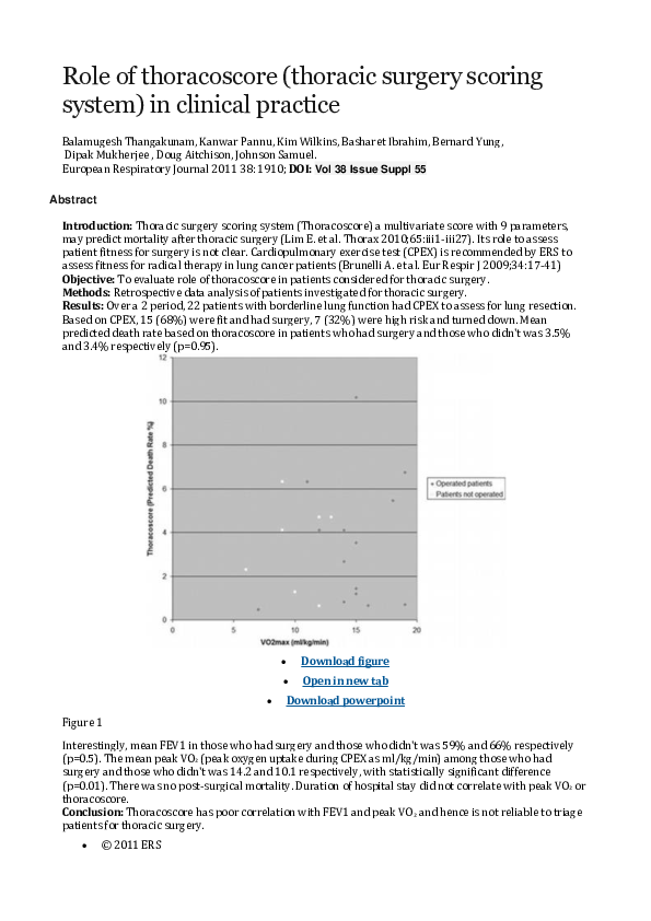 (PDF) Role of thoracoscore (thoracic surgery scoring system) in ...