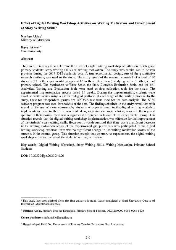 (PDF) Effect of Digital Writing Workshop Activities on Writing ...