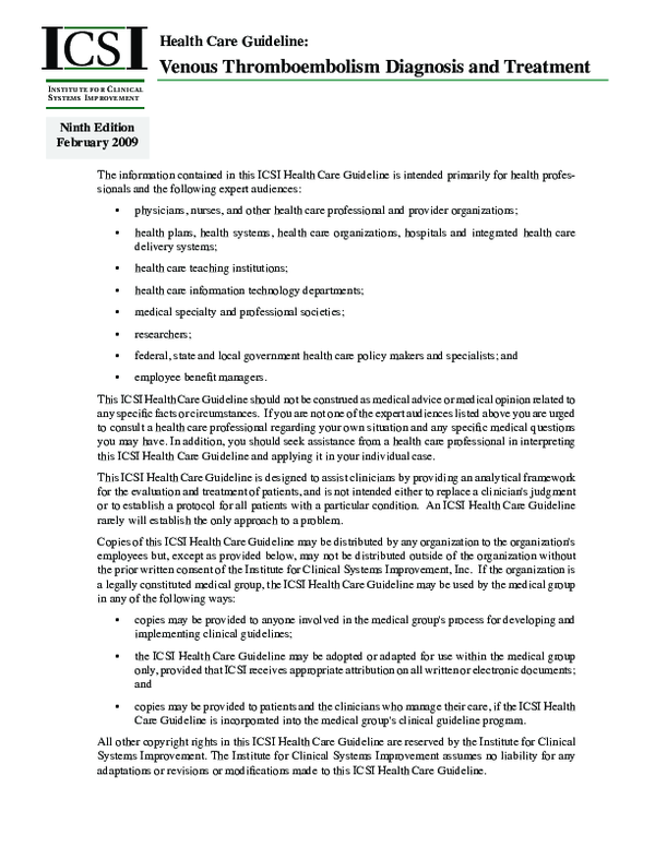 (PDF) Venous Thromboembolism: Diagnosis and Treatment