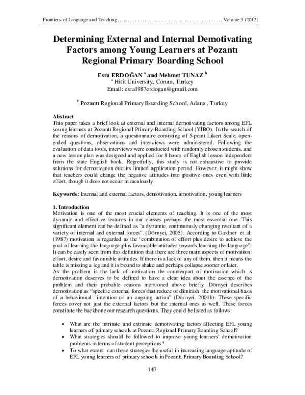 (PDF) Determining External and Internal Demotivating Factors among ...
