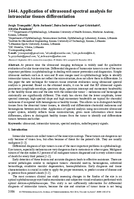 Application of ultrasound spectral analysis for intraocular tissues ...