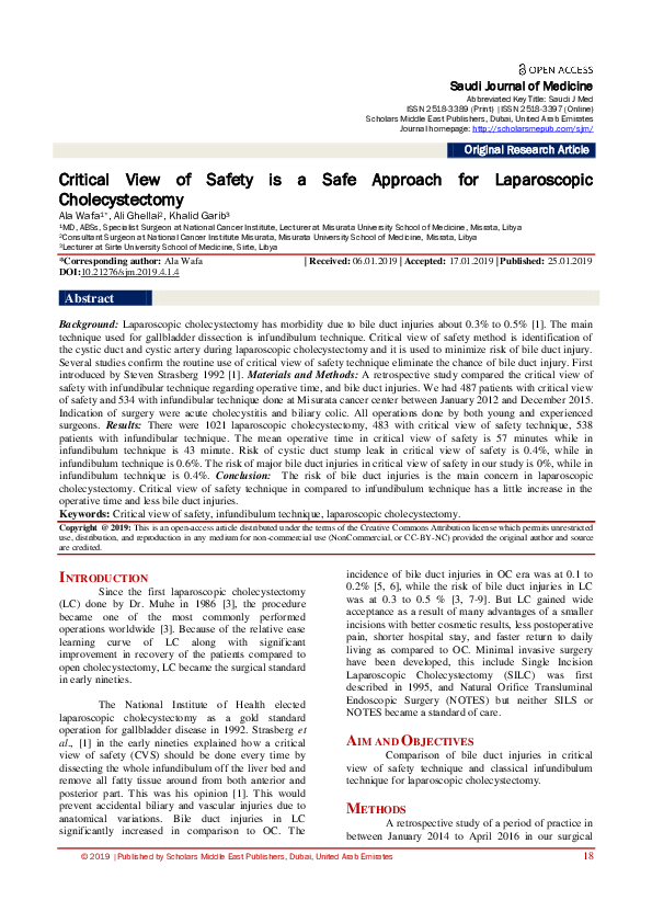 (PDF) Critical View of Safety is a Safe Approach for Laparoscopic ...