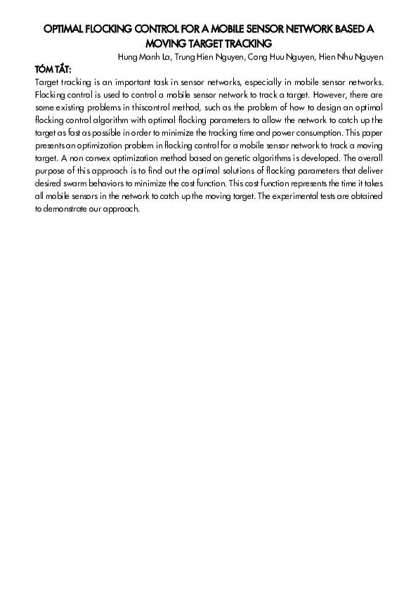 (PDF) Optimal Flocking Control for a Mobile Sensor Network Based a ...