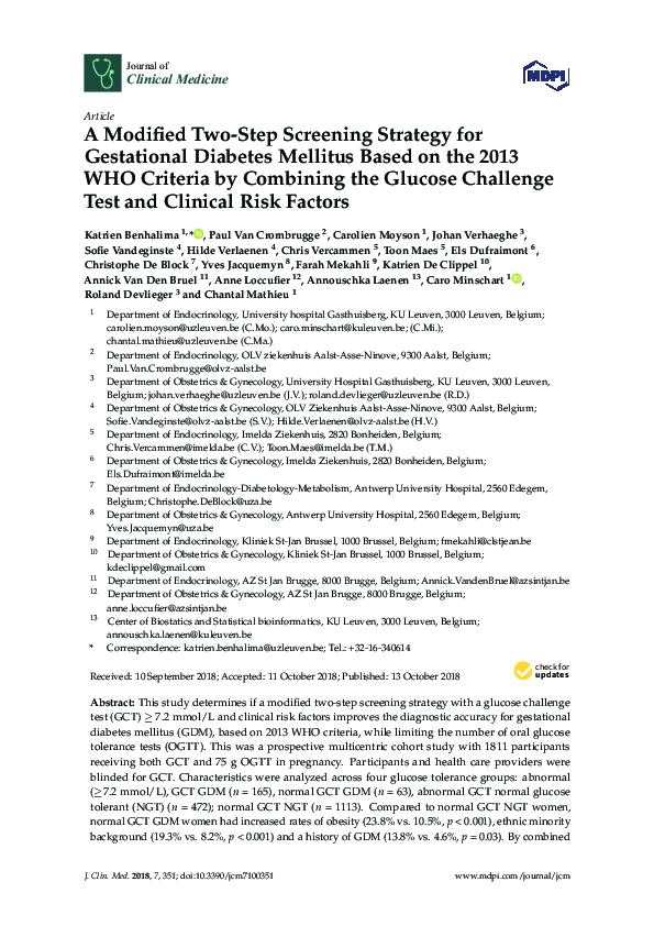(PDF) A Modified Two-Step Screening Strategy for Gestational Diabetes ...