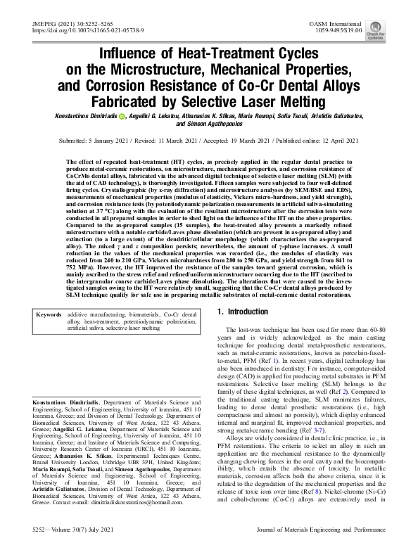 (PDF) Influence of Heat-Treatment Cycles on the Microstructure, Mechanical Properties, and ...