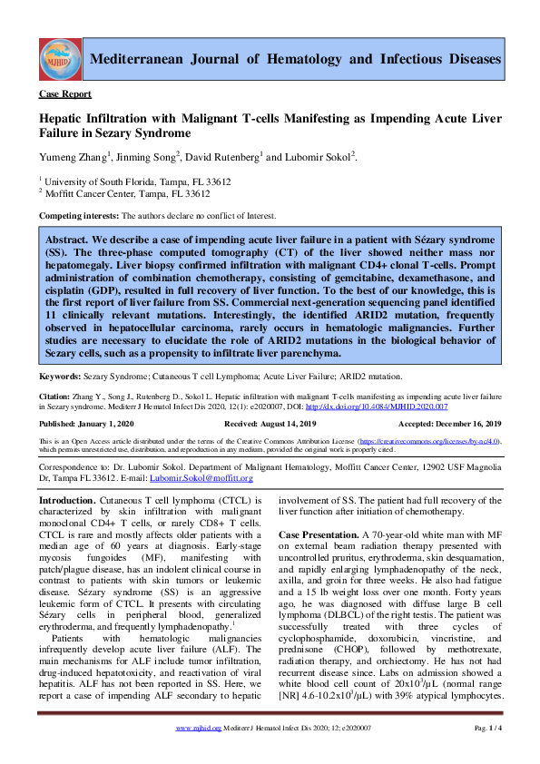 (PDF) Hepatic Infiltration with Malignant T-cells Manifesting as ...