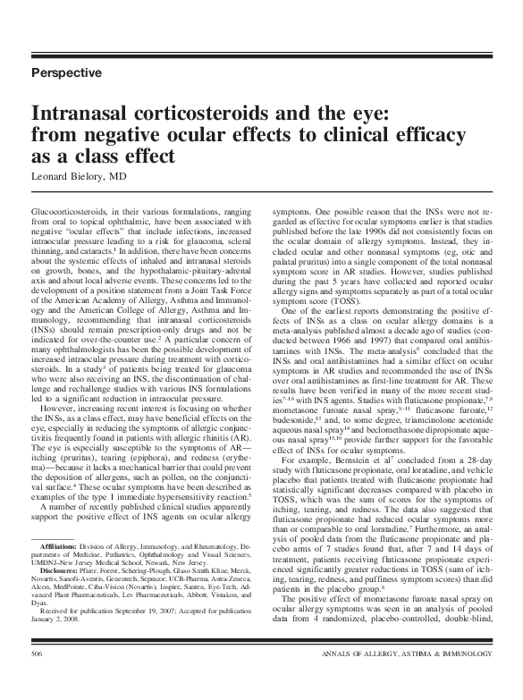 (PDF) Intranasal corticosteroids and the eye: from negative ocular ...
