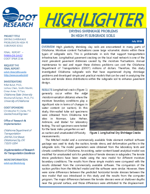 (PDF) Drying Shrinkage Problems in High PI Subgrade Soils