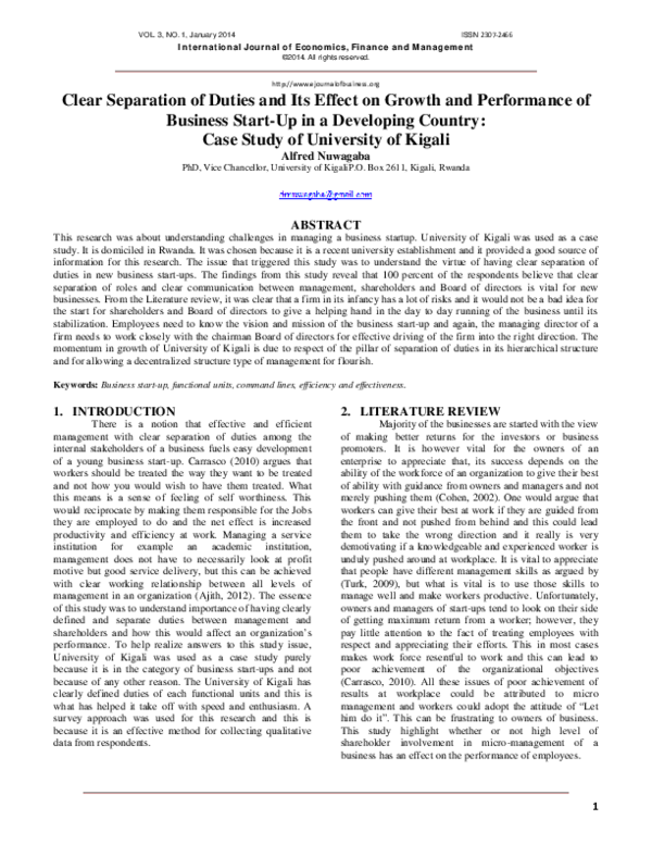 (PDF) Clear Separation of Duties and Its Effect on Growth and ...