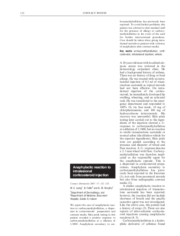 (PDF) Anaphylactic reaction to intralesional corticosteroid injection