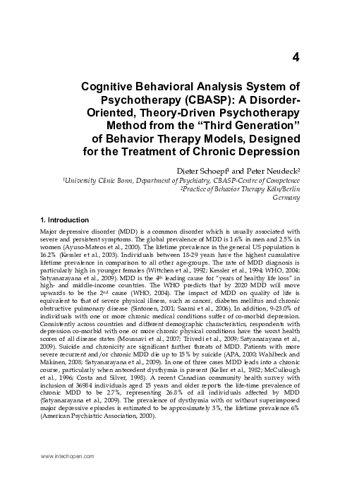 (PDF) 4 Cognitive Behavioral Analysis System of Psychotherapy (CBASP ...