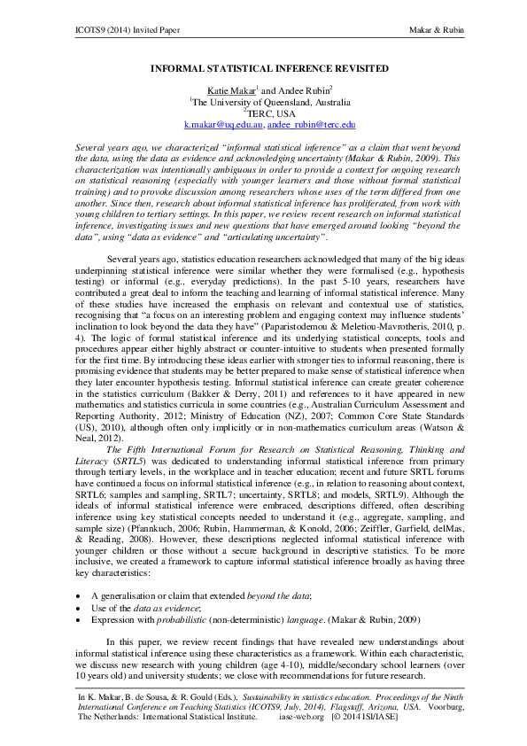 (PDF) Informal Statistical Inference Revisited