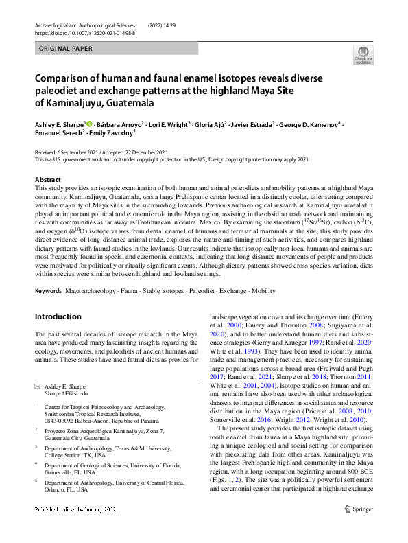 (PDF) Comparison of human and faunal enamel isotopes reveals diverse ...