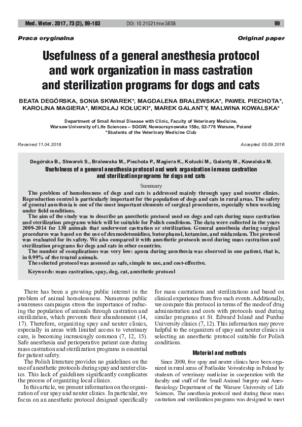 (PDF) Usefulness of a general anesthesia protocol and work organization ...