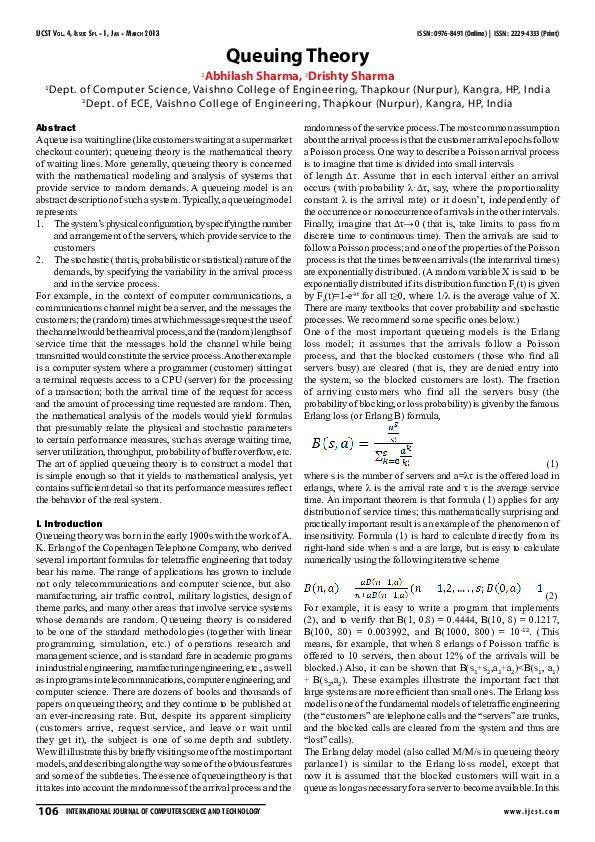 (PDF) Queuing Theory