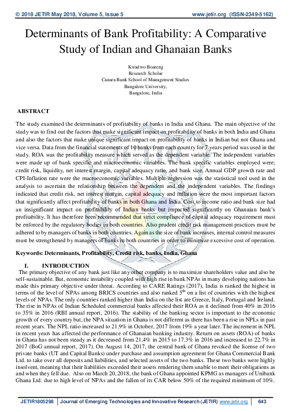 (PDF) Determinants of Bank Profitability: A Comparative Study of Indian ...