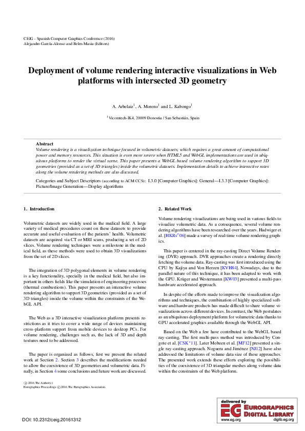 Pdf Deployment Of Volume Rendering Interactive Visualizations In Web Platforms With