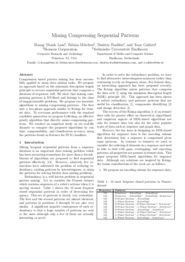 (PDF) Mining compression sequential patterns