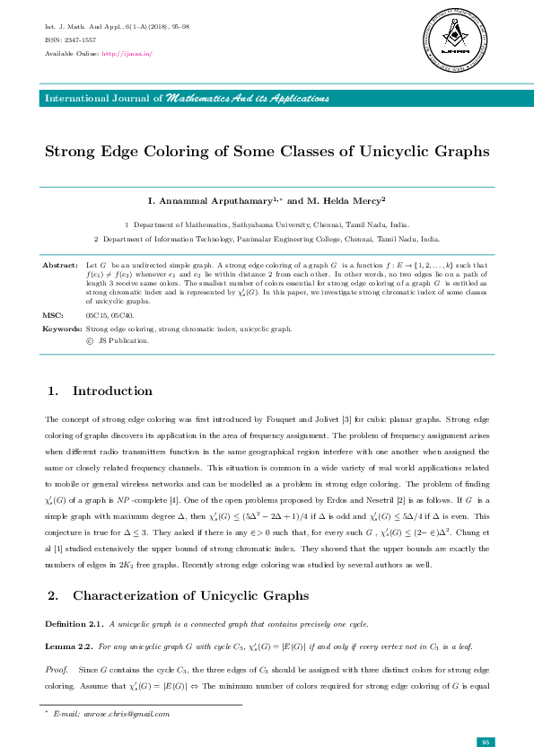 (PDF) Strong Edge Coloring of Some Classes of Unicyclic Graphs