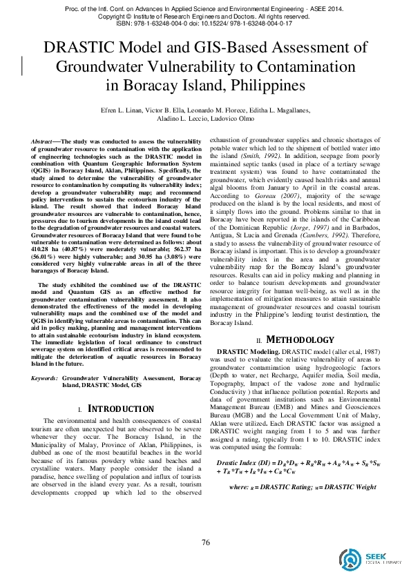 Pdf Drastic Model And Gis Based Assessment Of Groundwater