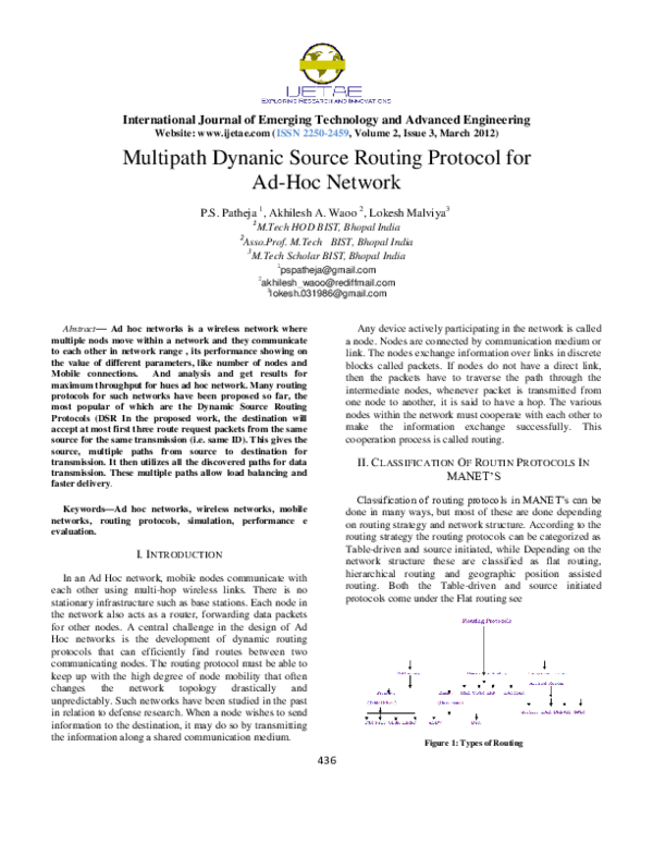 (PDF) Multipath Dynanic Source Routing Protocol for Ad-Hoc Network
