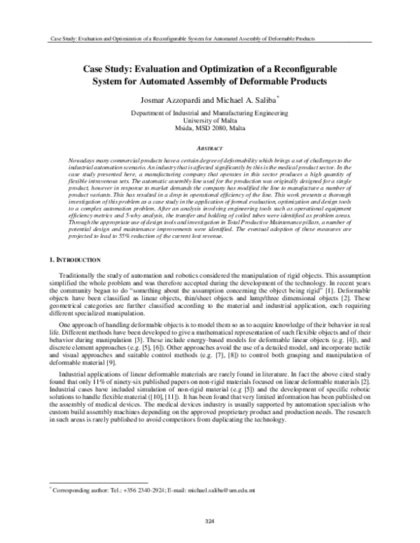 (PDF) Case Study: Evaluation and Optimization of a Reconfigurable System for Automated Assembly ...
