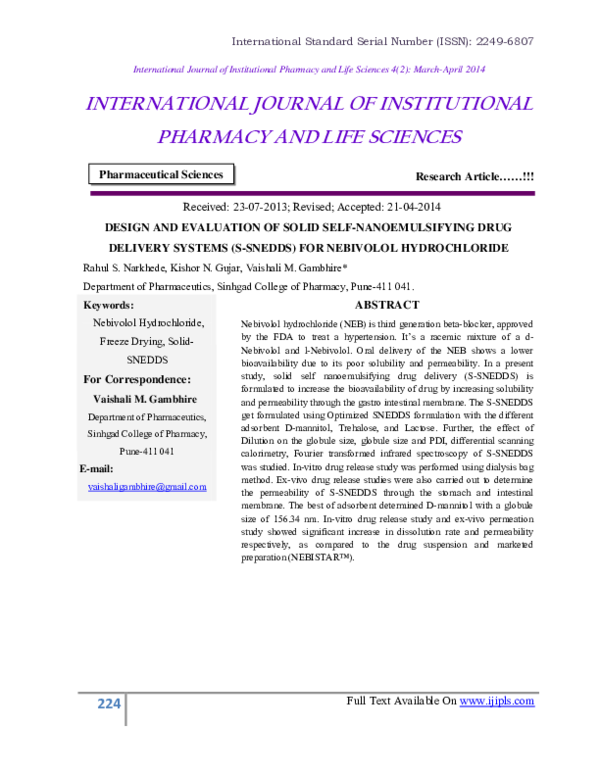 (PDF) Design and Evaluation of Solid Self-Nanoemulsifying Drug Delivery ...