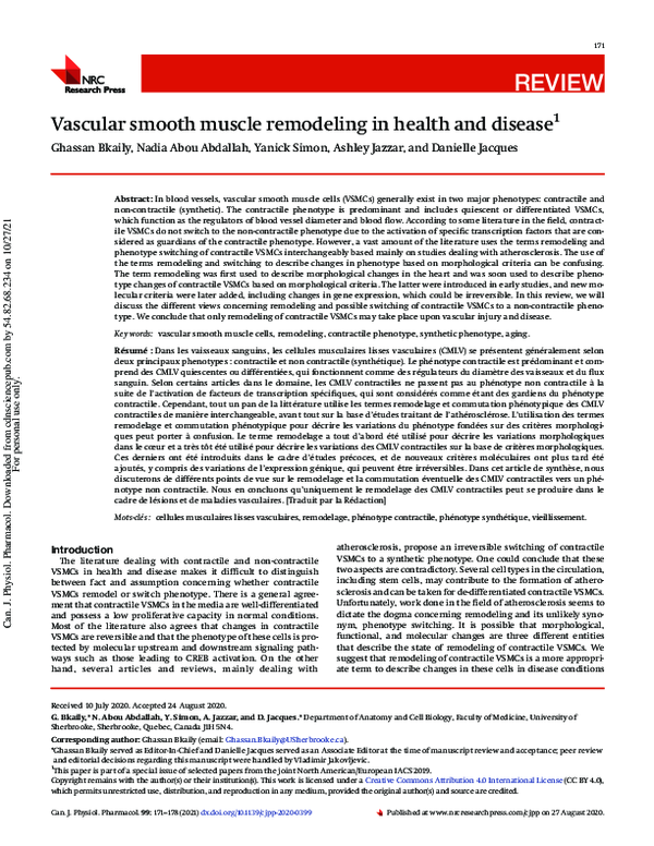 (PDF) Vascular smooth muscle remodeling in health and disease