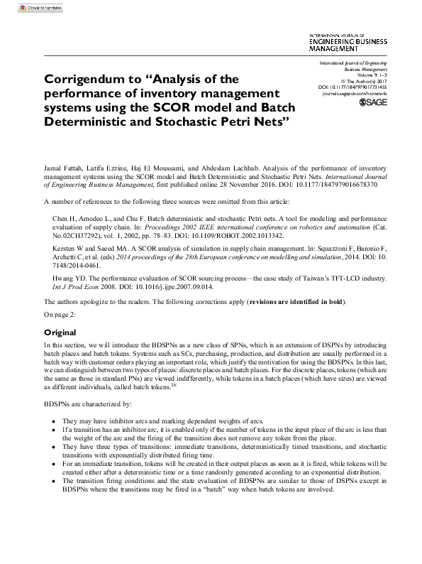 (PDF) Corrigendum to “Analysis of the performance of inventory management systems using the SCOR ...