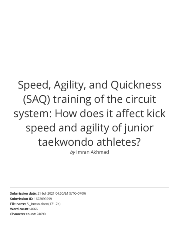 (PDF) Speed, Agility, and Quickness (SAQ) training of the circuit system: How does it affect ...