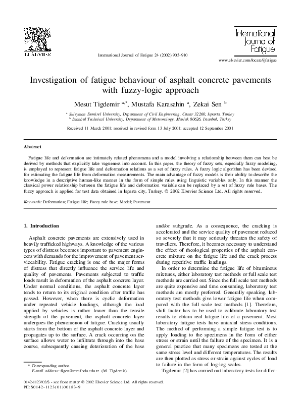 (PDF) Investigation of fatigue behaviour of asphalt concrete pavements with fuzzy-logic approach