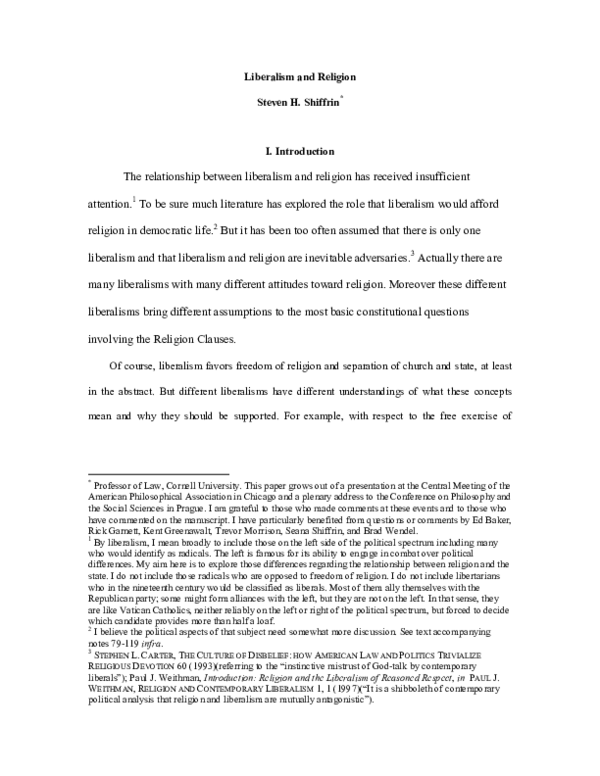 (PDF) Liberalism and Religion