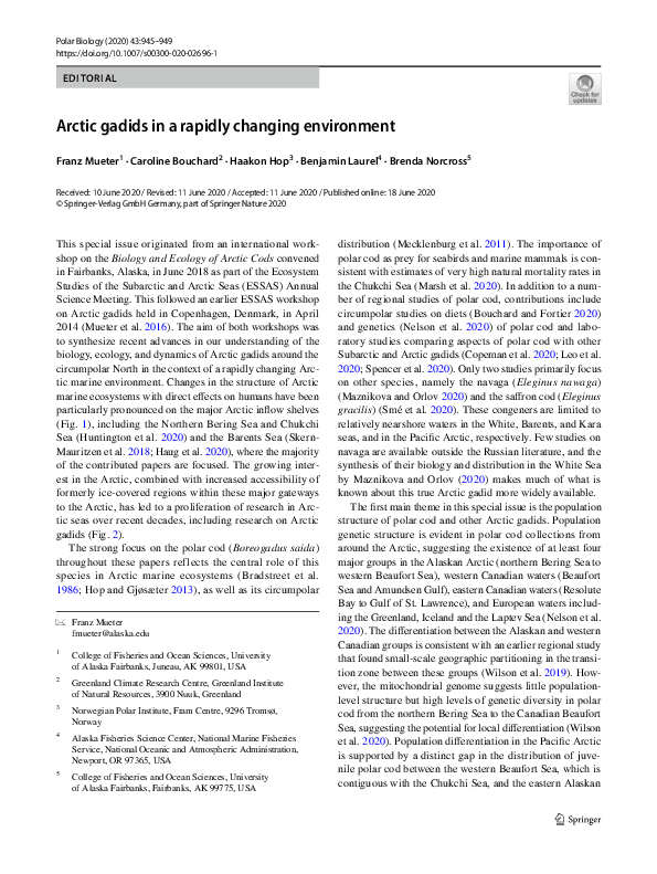 (PDF) Arctic gadids in a rapidly changing environment