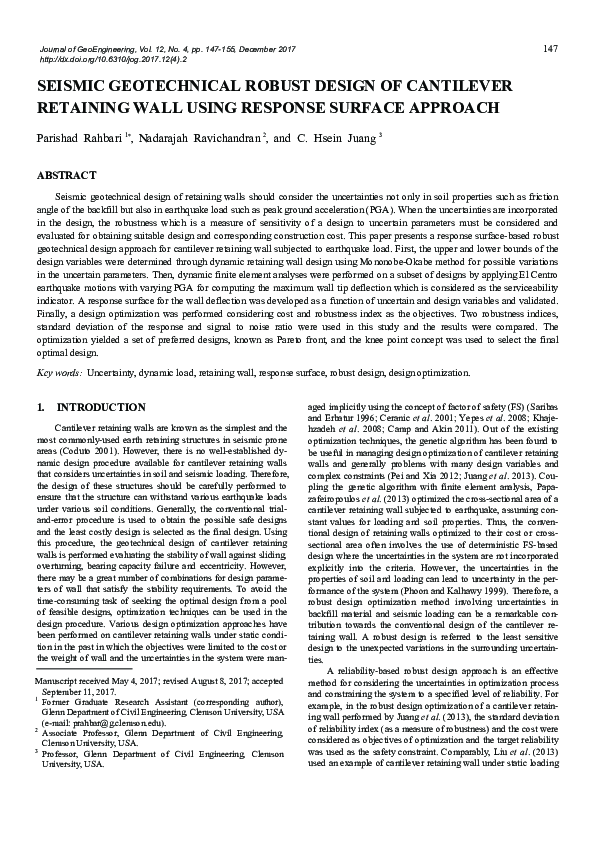 (PDF) Seismic Geotechnical Robust Design of Cantilever Retaining Wall ...